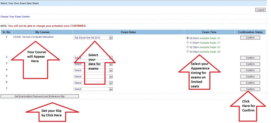 How to Make VU (Virtual University) Date Sheet